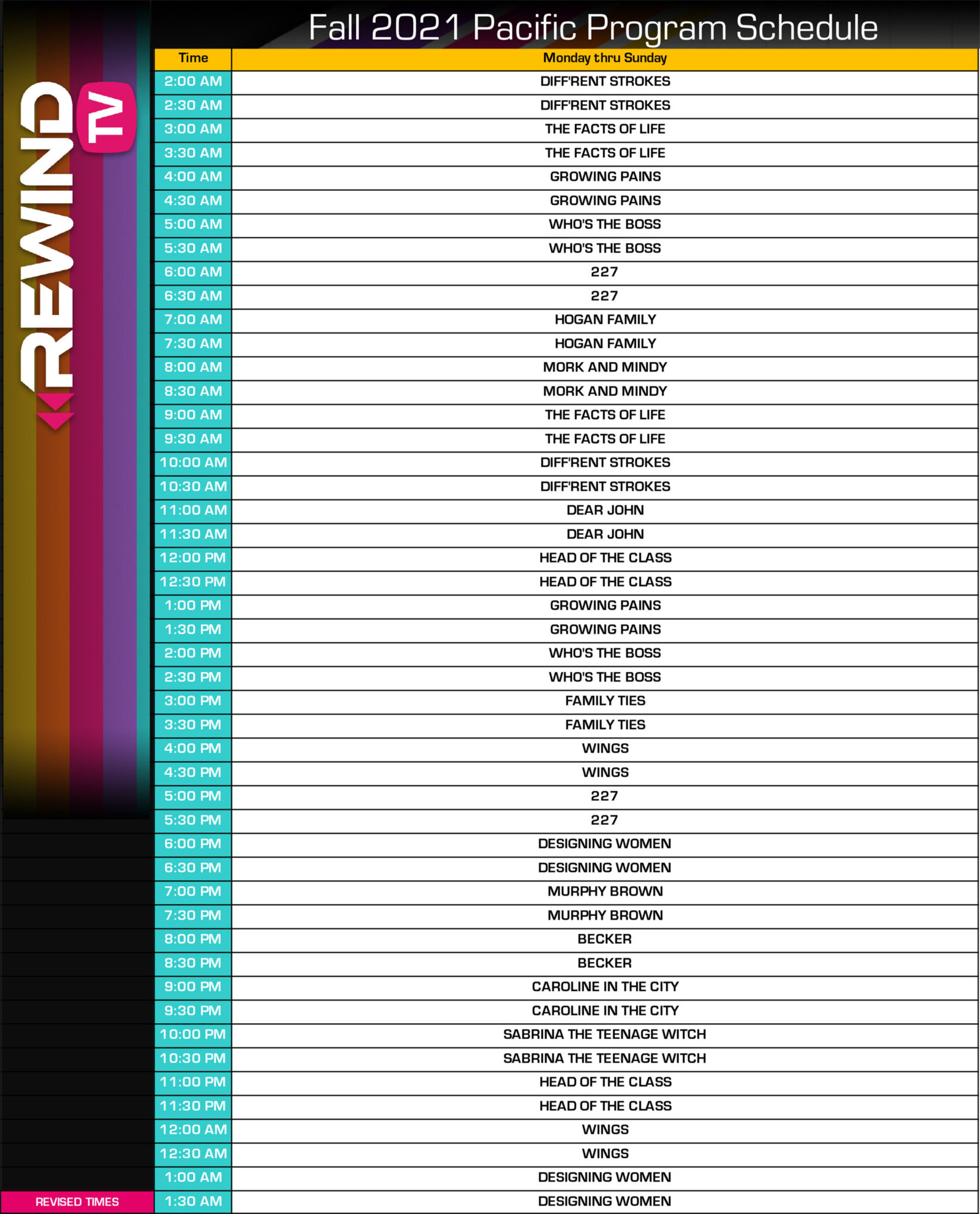 Pacific Schedule Rewind TV Pacific Schedule Rewind TV