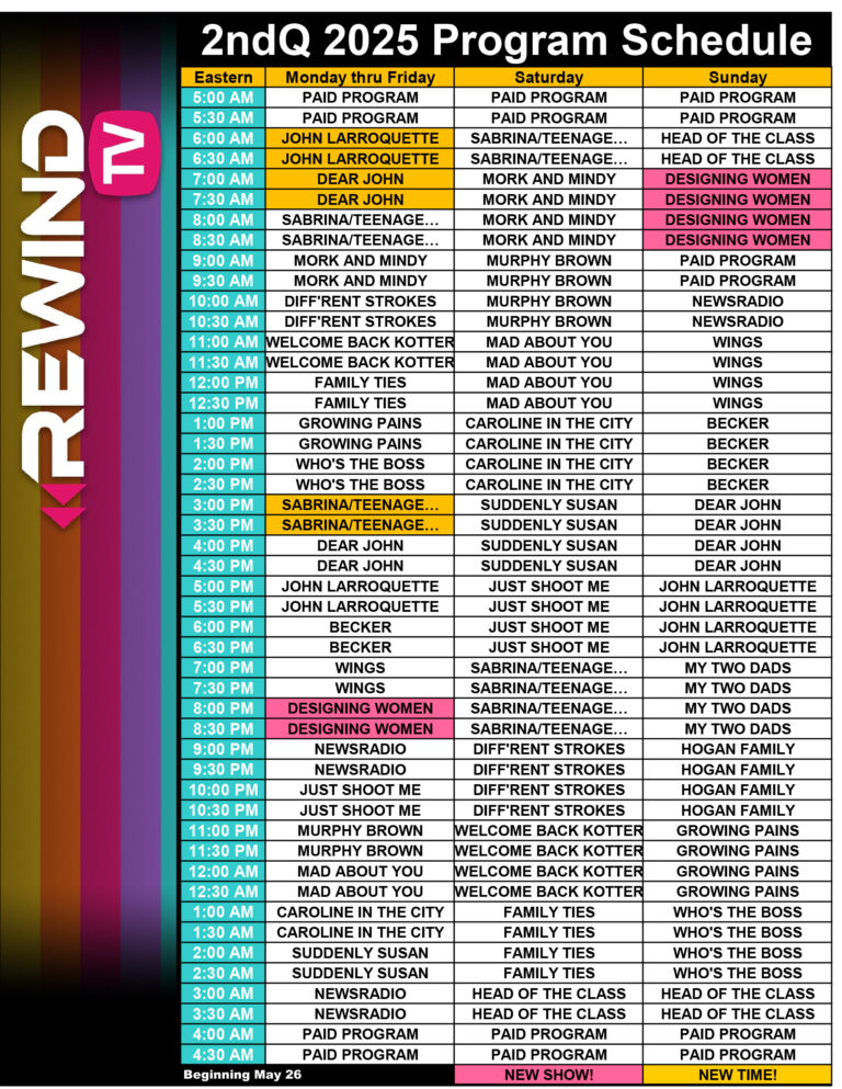 Eastern Schedule - Rewind TV