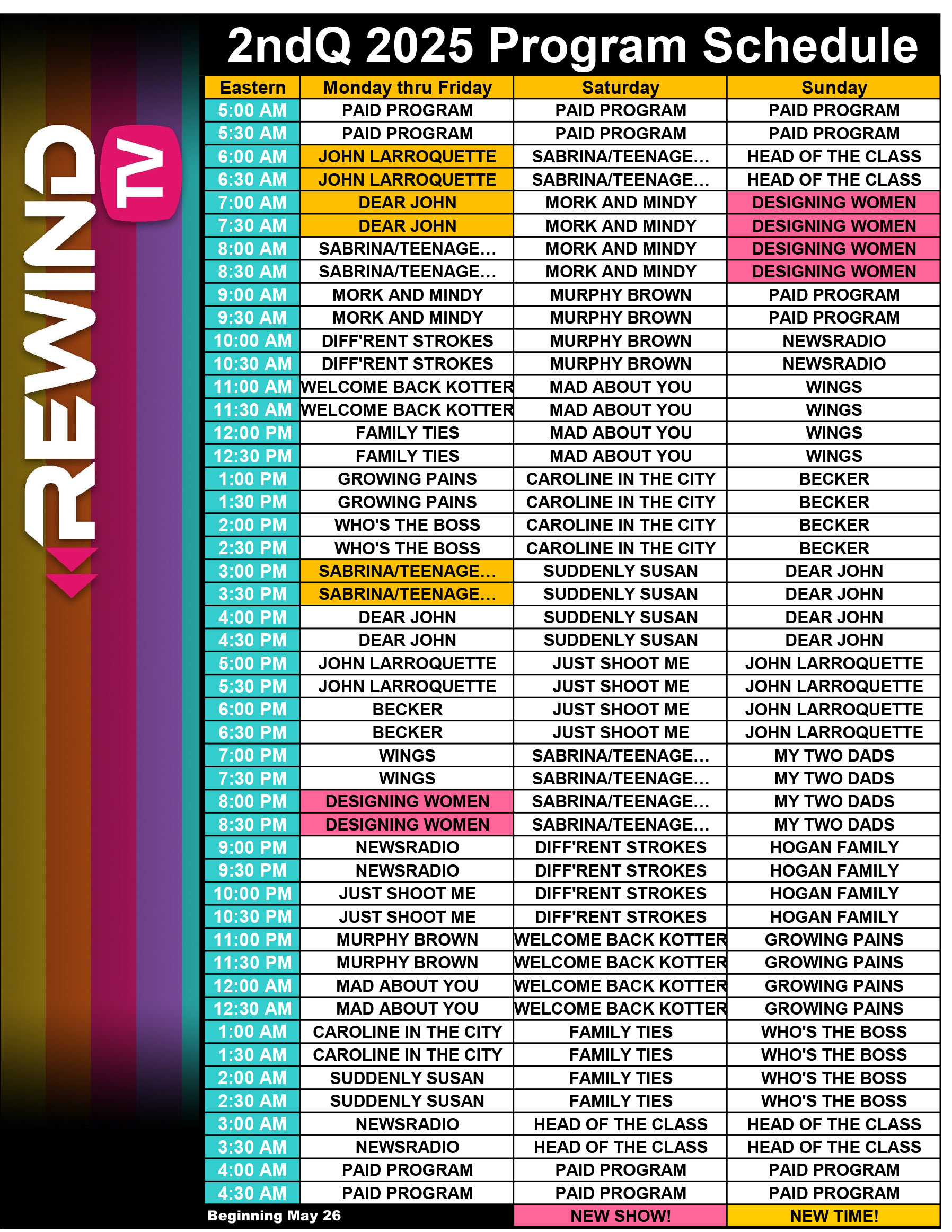 Eastern Schedule - Rewind TV