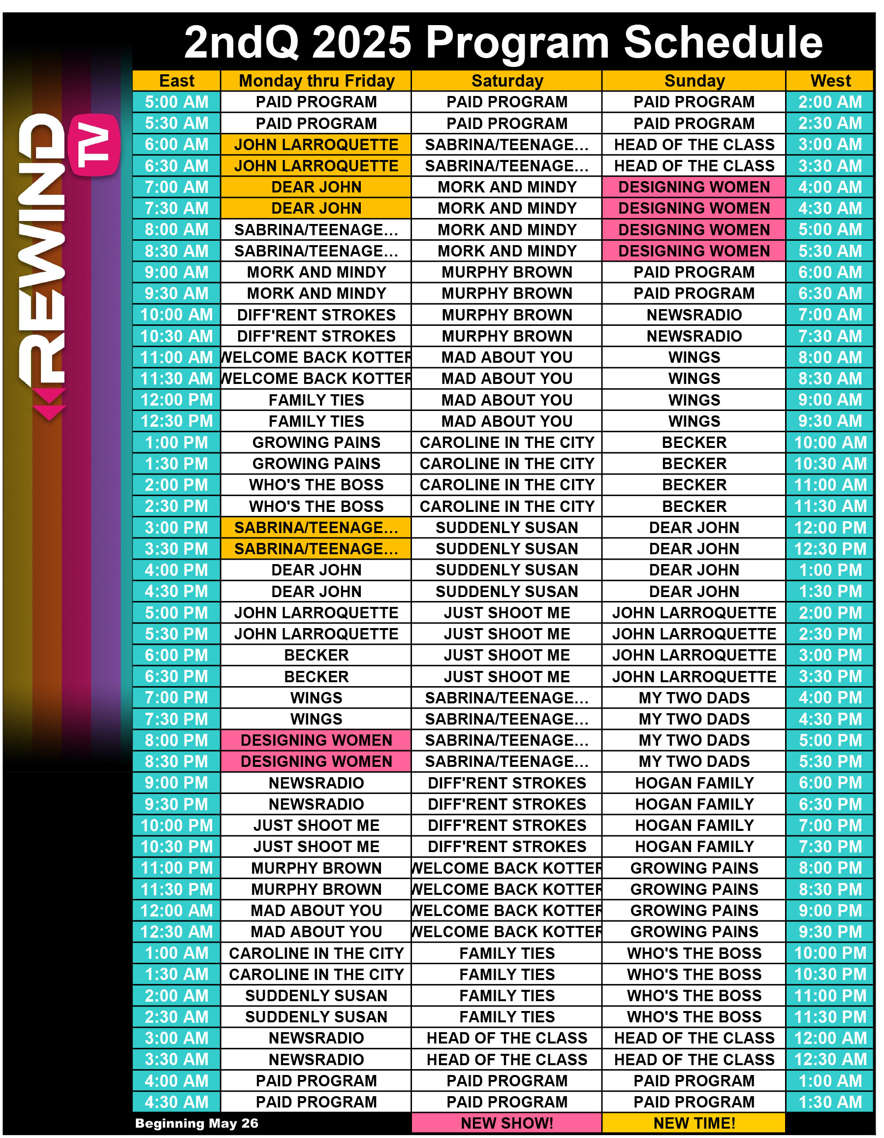 East-West Schedule - Rewind TV
